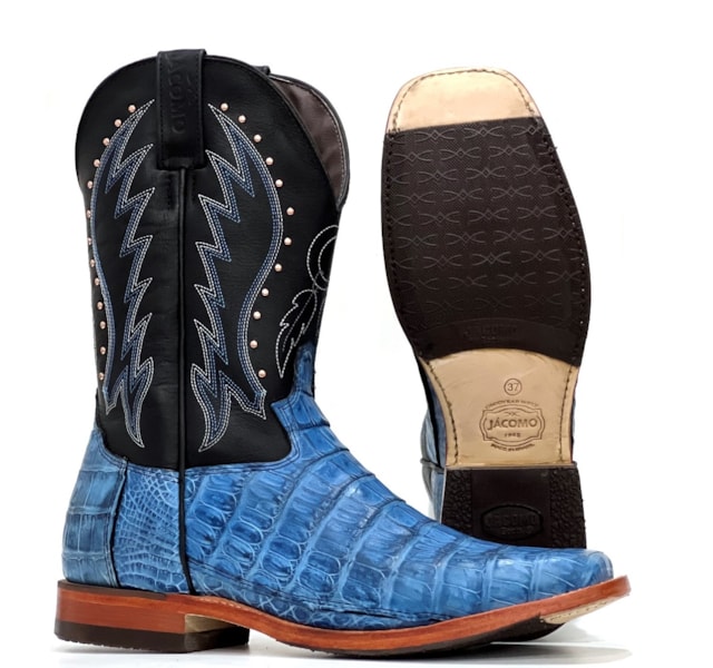 Bota Jácomo Jacaré Azul/ Fossil Oil Preto 4852/RCGL (CAUDA) - Crisecia