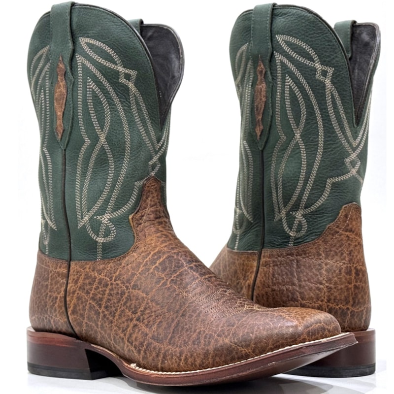 Bota Tony Lama Importada Print Elefante Castanho/Verde Militar TL3017 ...