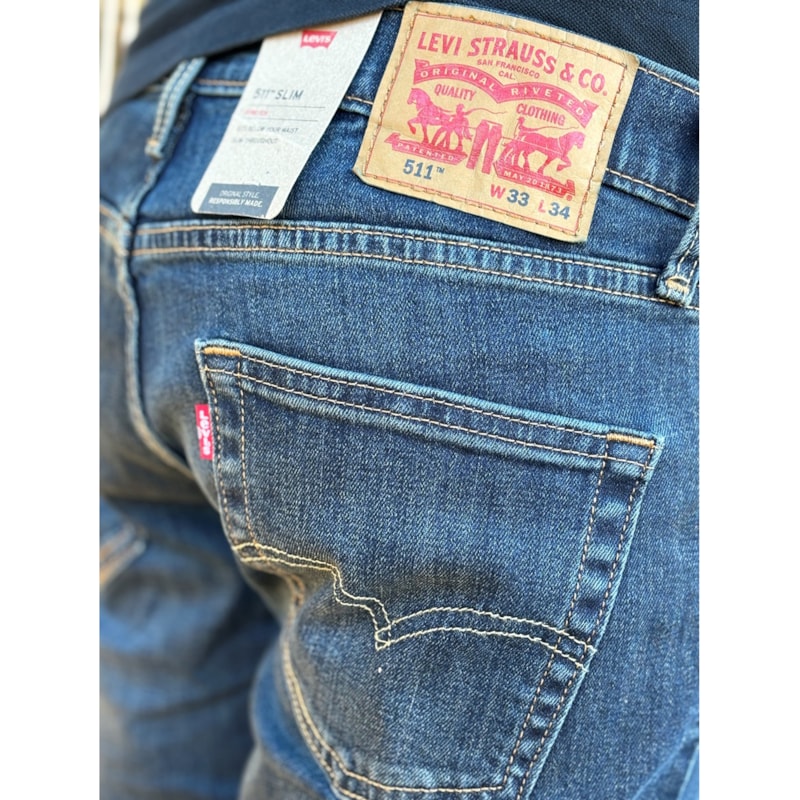 Calça Levi's 511 Slim Fit 045111390 Jeans Escuro - Crisecia